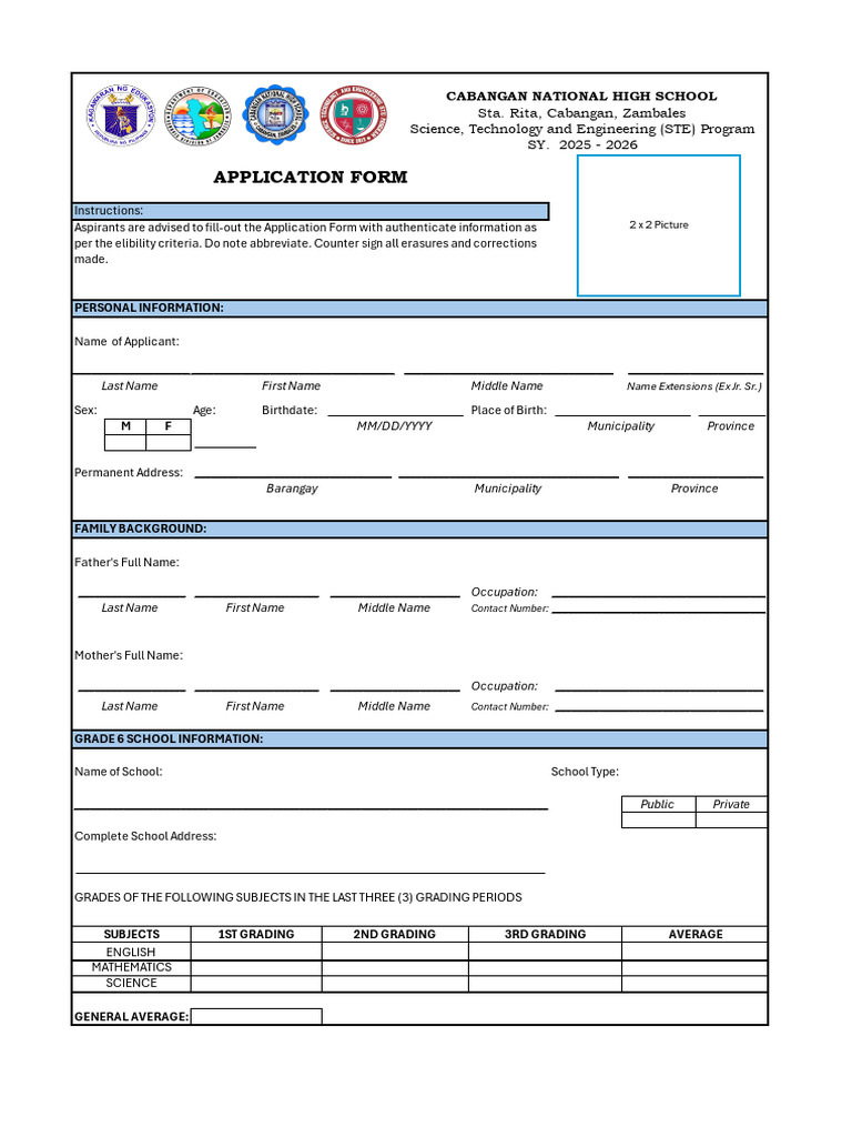 STE Application Form - New - Page1 | PDF | Science