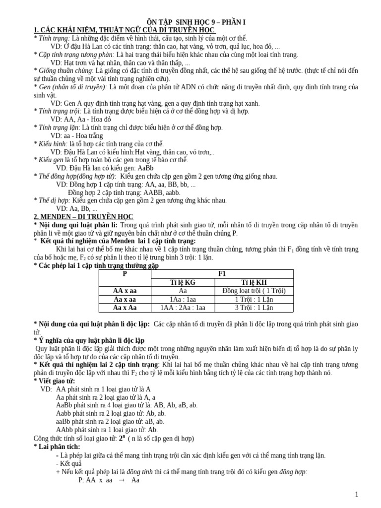 De Cuong HKI Sinh 9 | PDF