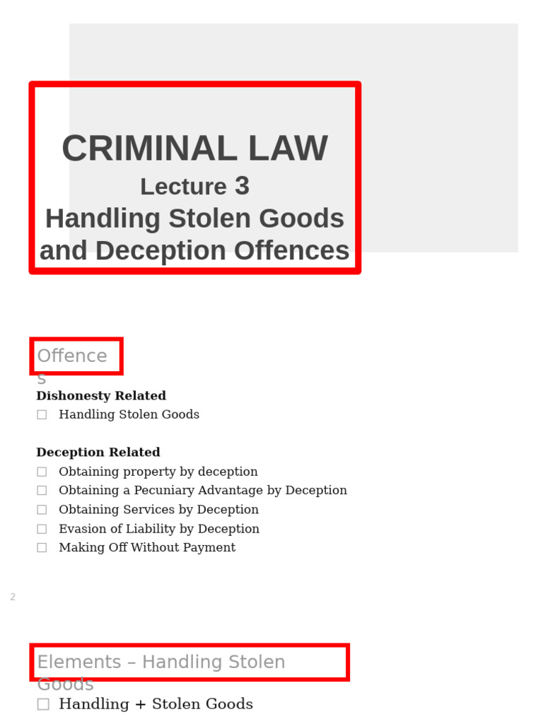 Lecture 3 - Deception Offences | PDF | Theft | Dishonesty