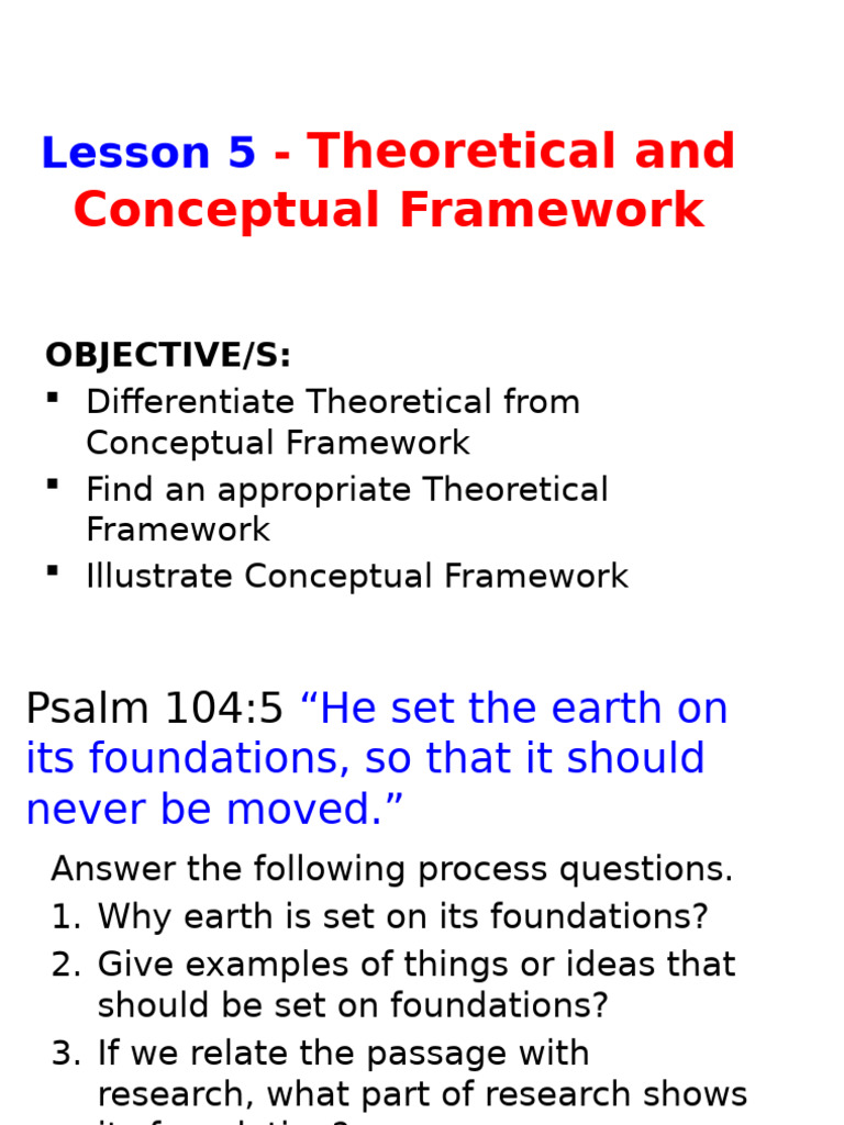 Lesson 5 Theoretical and Conceptual Framework | PDF | Theory | Hypothesis