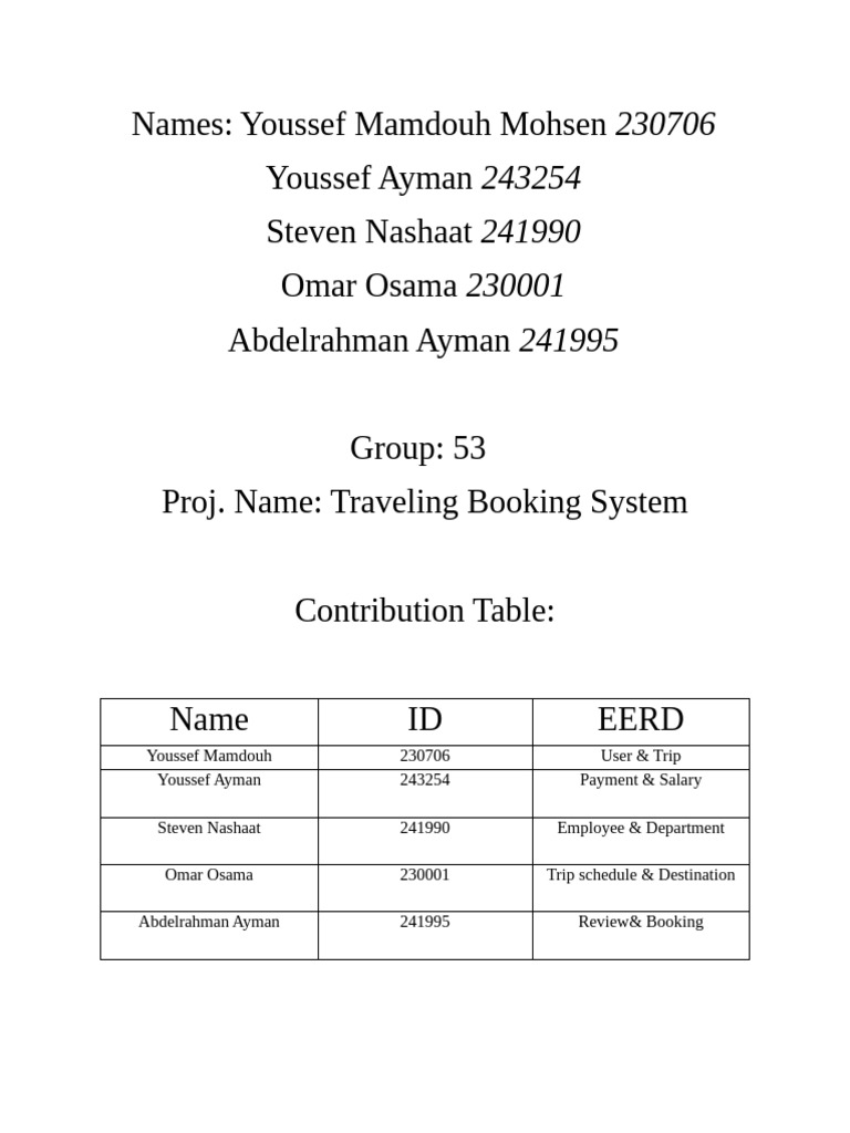 Travel Booking System Overview | PDF | Databases | Business