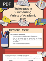 Lesson 3 Techniques in Summarizing Variety of Academic Text | PDF | Language Arts & Discipline ...