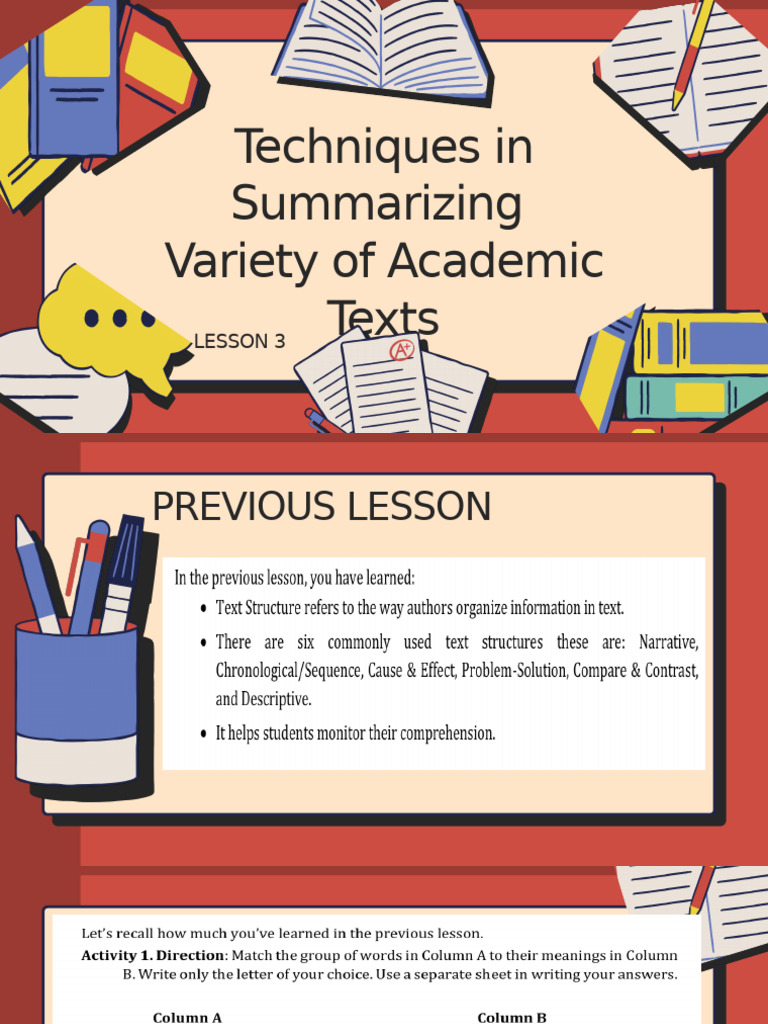 Lesson 3 Summarizing Academic Text | PDF | Human Communication