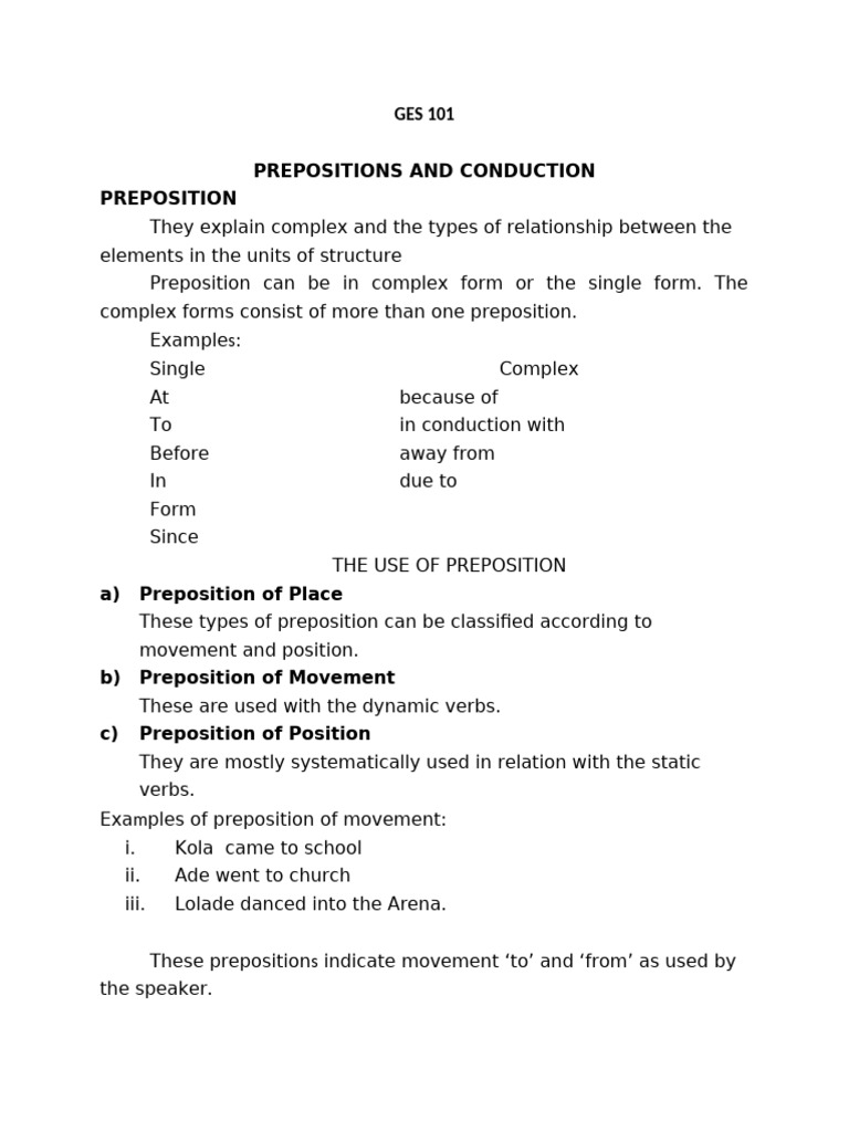 Gst 111 Preposition | PDF | Object (Grammar) | Syntactic Relationships