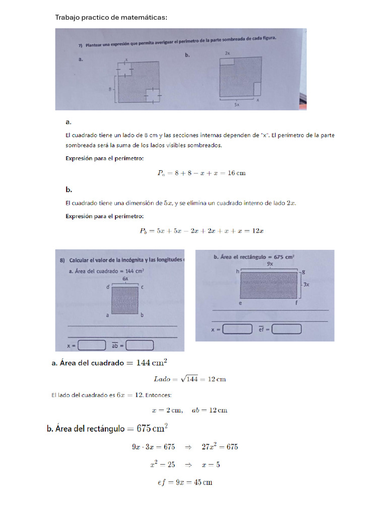 TP de Matematicas Areas | PDF