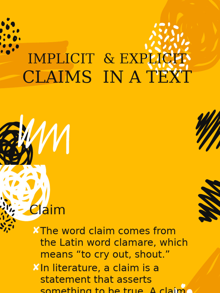 Implicit and Explicit Claims in a Text | PDF