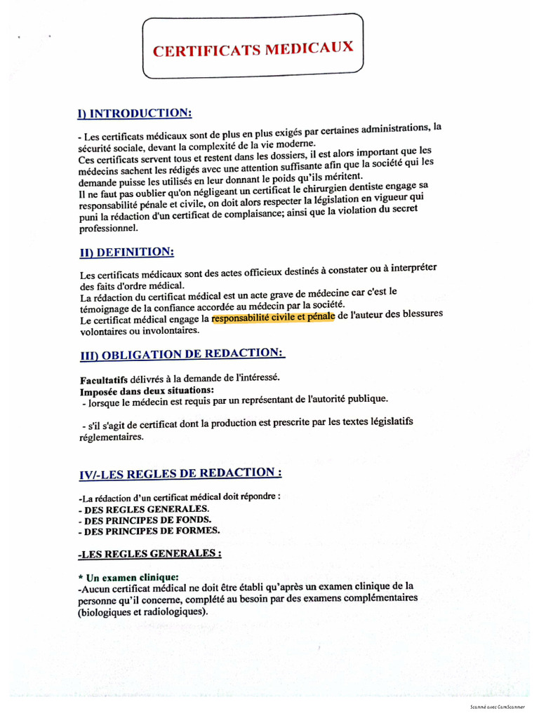 Certificats Médicaux | PDF