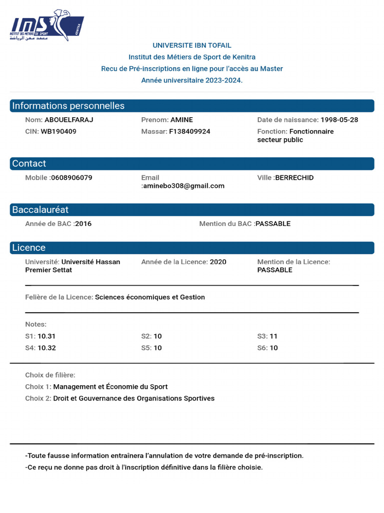 Recu Master Imsk | PDF