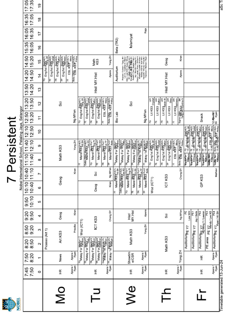 Term 2 Y7 Timetable | PDF