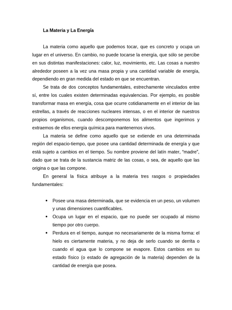 Materia y Energía: Conceptos Clave | PDF | Importar | Fuerza