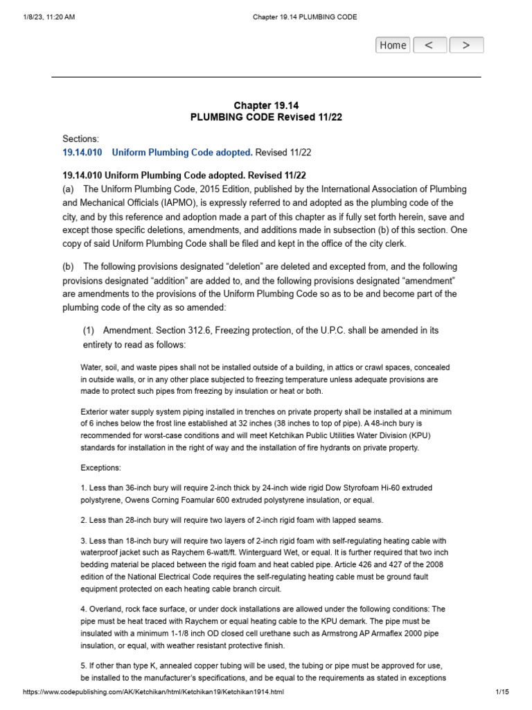 Ketchikan Plumbing Code Overview | PDF | Toilet | Pipe (Fluid Conveyance)