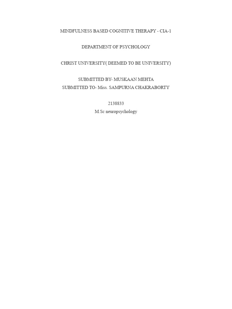 MBCT for Depression Relapse Prevention | PDF | Major Depressive Disorder | Psychotherapy