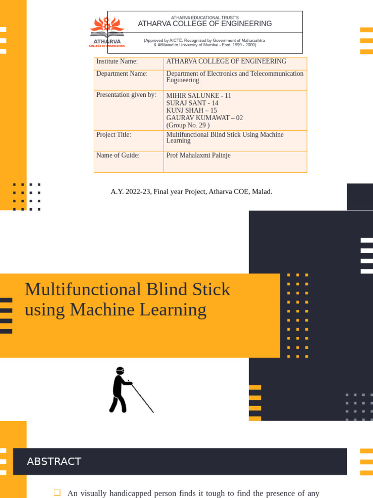 Multifunctional Blind Stick Project | PDF | Visual Impairment | Ultrasound