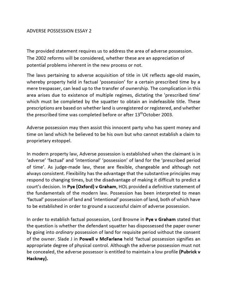 Understanding Adverse Possession Law | PDF | Adverse Possession ...
