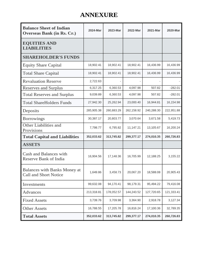 IOB Balance Sheet Overview 2024 | PDF