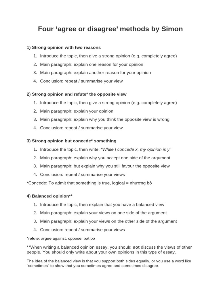 Four Opinion Essay Structures | PDF | Argument | Reason
