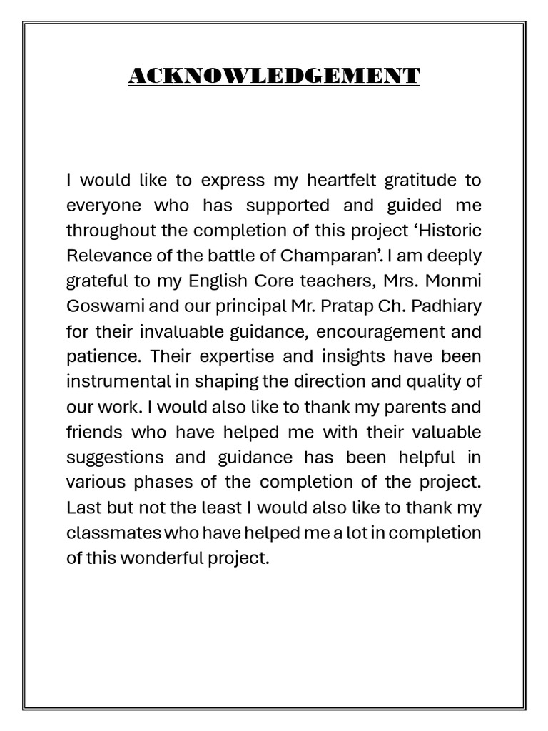 Acknowledgement English | PDF