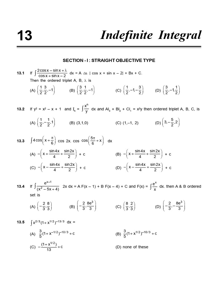 Indefinite Integration | PDF | Complex Analysis | Elementary Mathematics