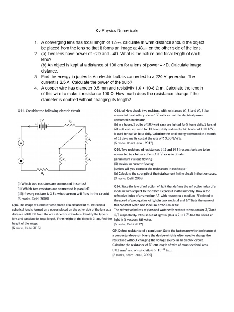 QB Physics Numericals | PDF