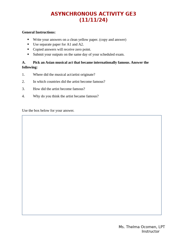 Asynchronous Activity GE3 | PDF