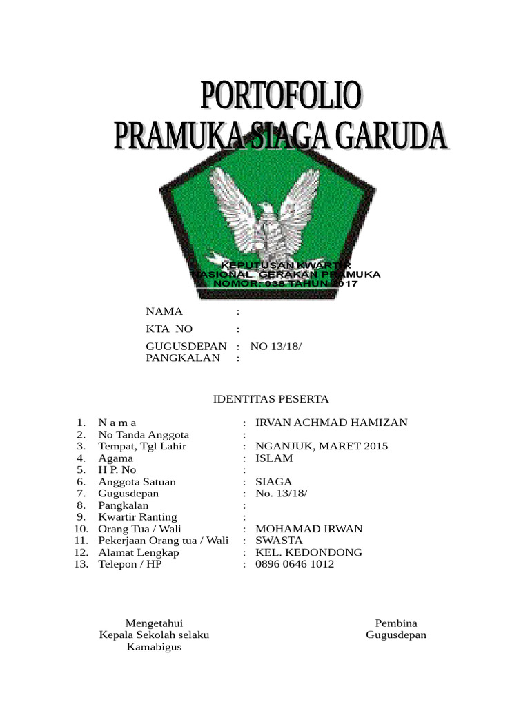 Portofolio Pramuka Siaga Garuda | PDF