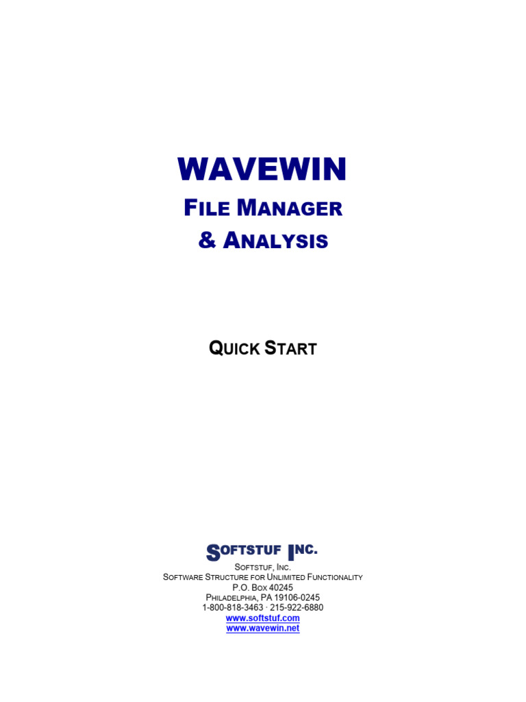 Wavewin File Manager & Analysis Quick Start | PDF | Computer File | Filename