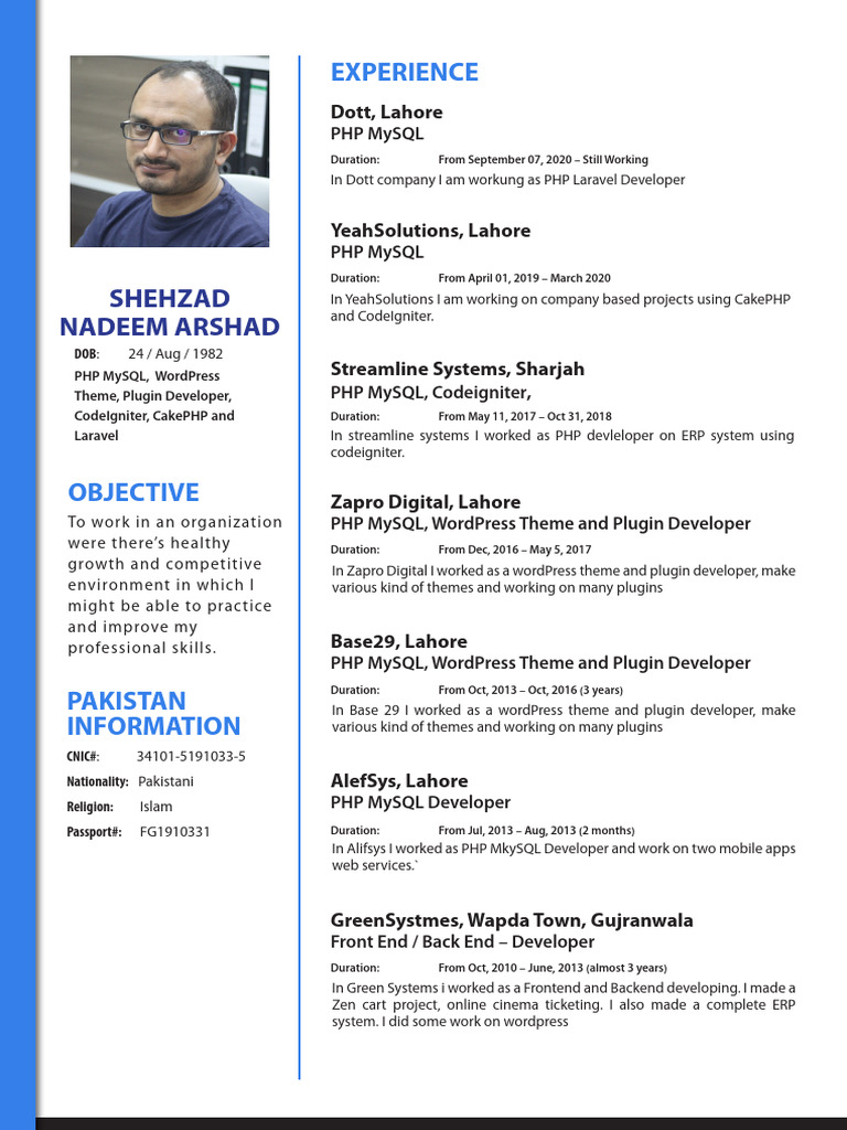CV NADEEM new1 | PDF | Word Press | Html