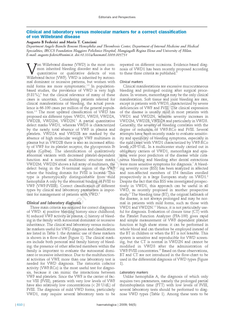 Clinical and Laboratory Versus Molecular Markers For A Correct ...