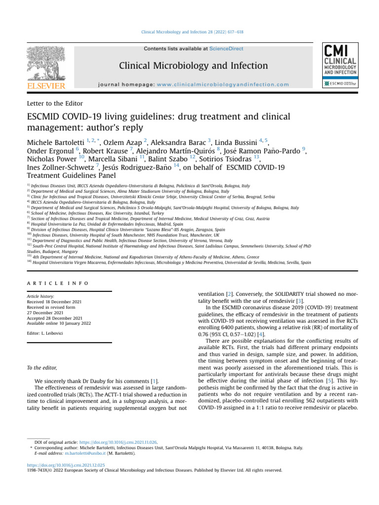 ESCMID COVID 19 Living Guidelines Drug Treatment | PDF | Medicine ...