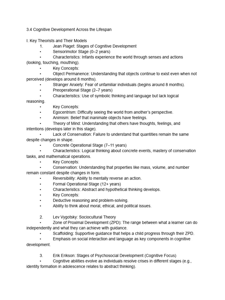 Cognitive Development Through Life Stages | PDF | Behavioural Sciences ...