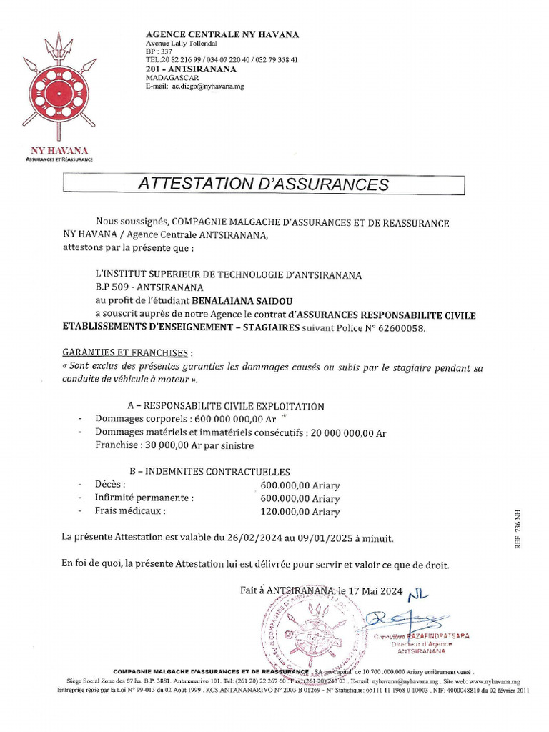 Attestation D'assurence | PDF