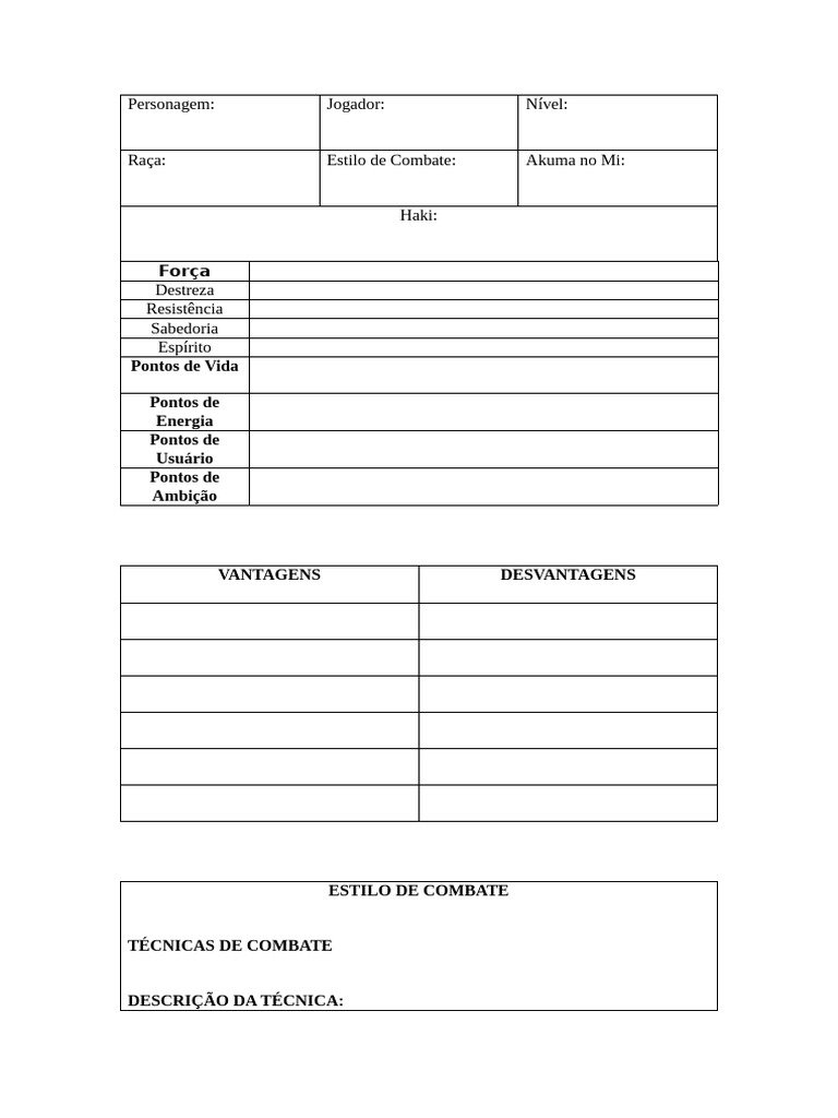 Ficha One Piece | PDF