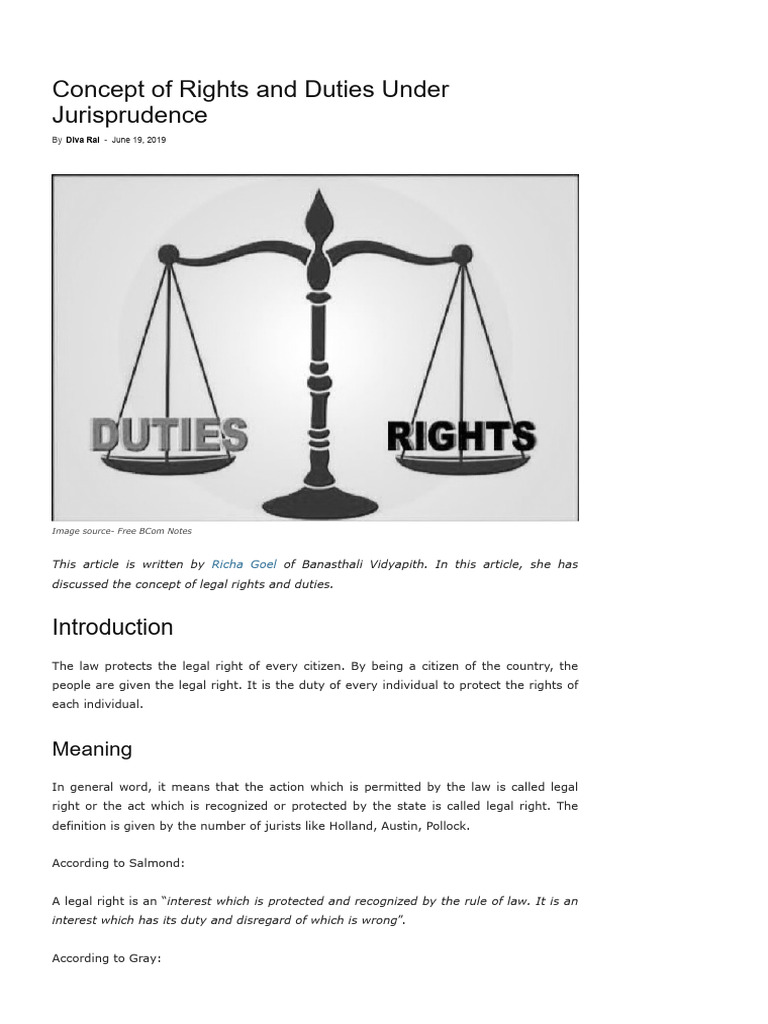 Rights and Duties in Jurisprudence | PDF | Equity (Law) | Justice
