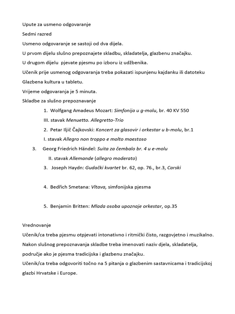 Glazbeni Usmeni | PDF