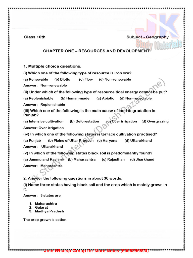 10th Geography Easy Textual Notes | PDF | Rock (Geology) | Minerals