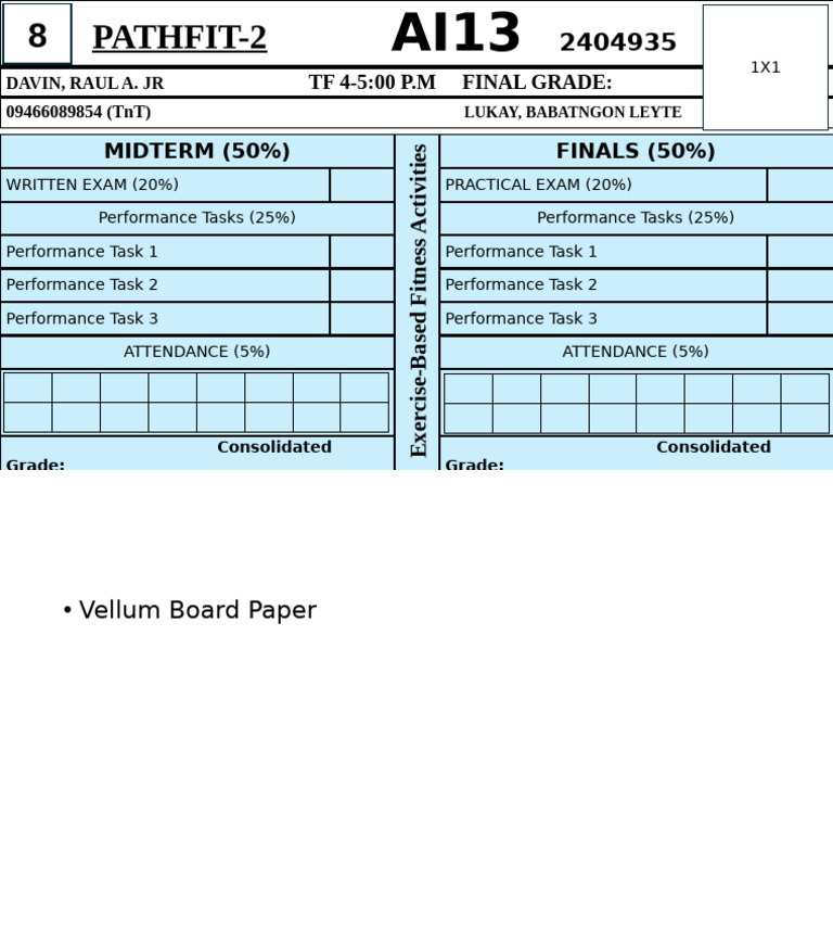 Index Card Format Pathfit 2 | PDF