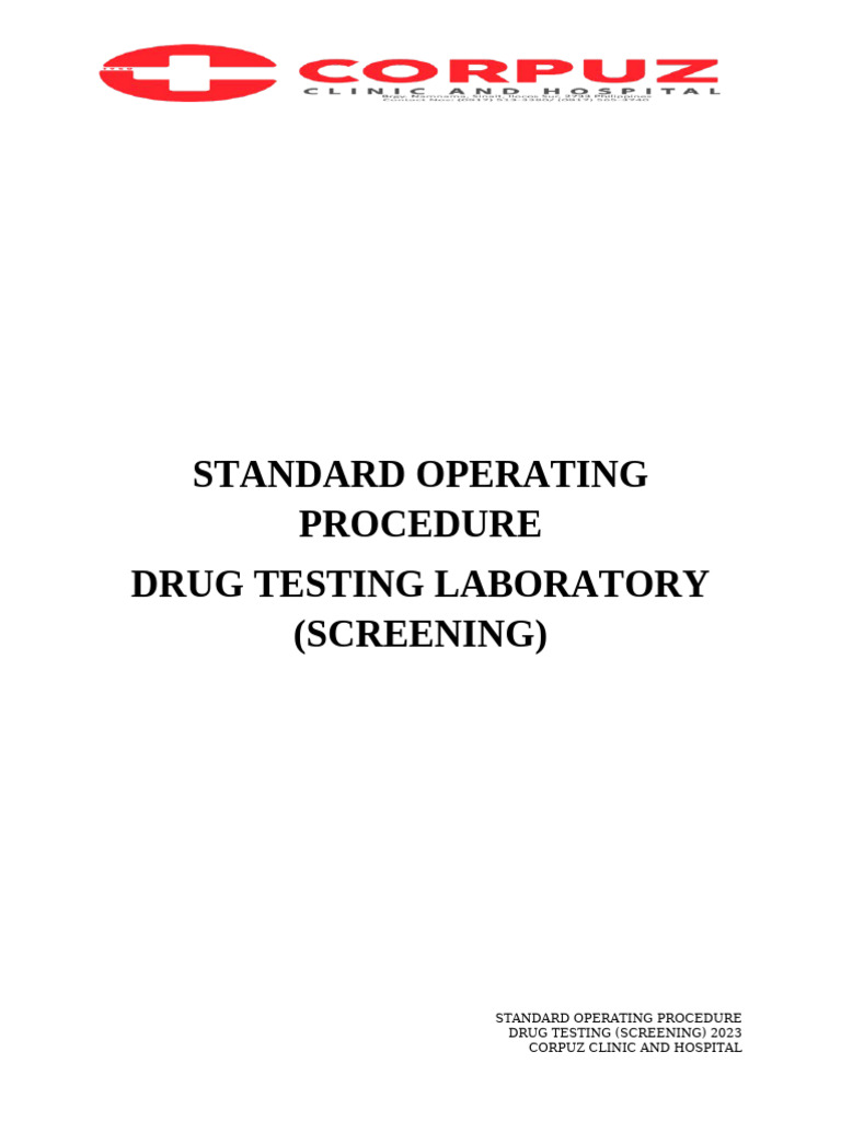 Drug Testing SOP for Corpuz Clinic | PDF | Drug Test | Calibration