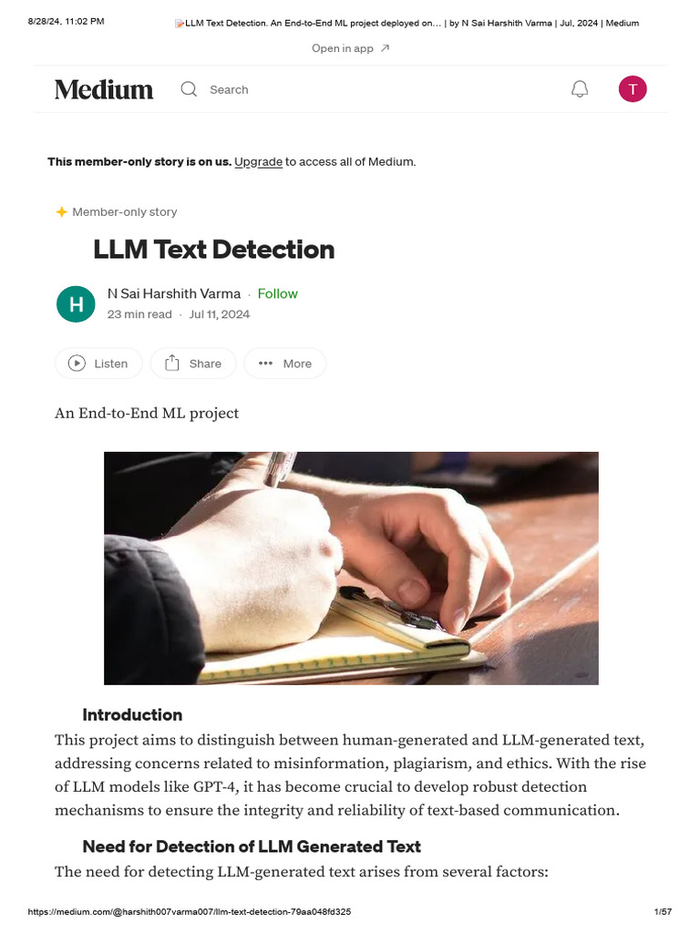 ?LLM Text Detection. An End-to-End ML project deployed on… _ by N Sai Harshith Varma _ Jul, 2024 ...