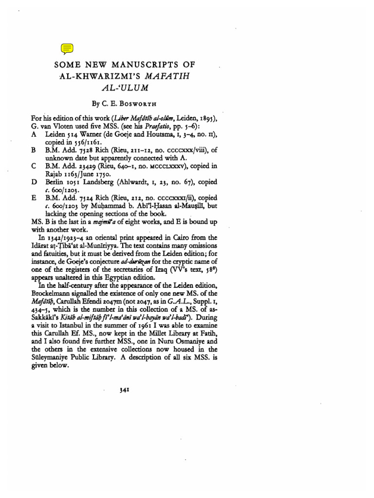 New Manuscripts of Al-Khwarizmi's Mafatih | PDF | Book Arts | Book ...