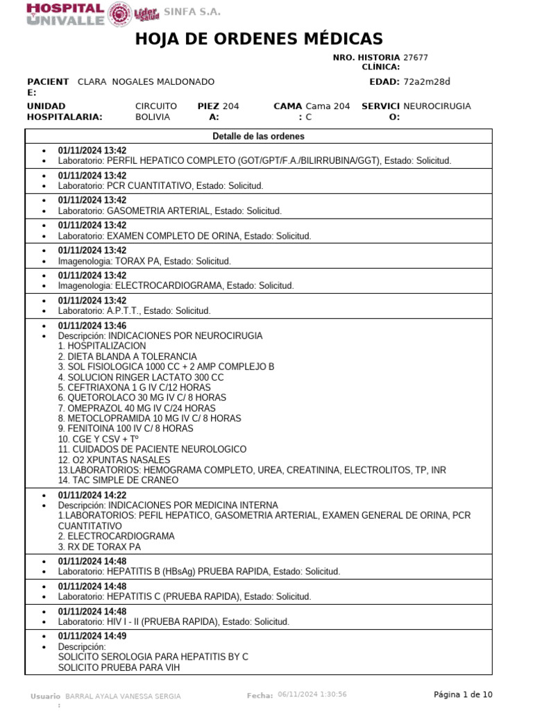 303 Ordenes | PDF | Medicina | Especialidades Medicas