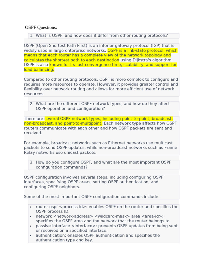 OSPF DV LR Diffquestions | PDF | Routing | Load Balancing (Computing)