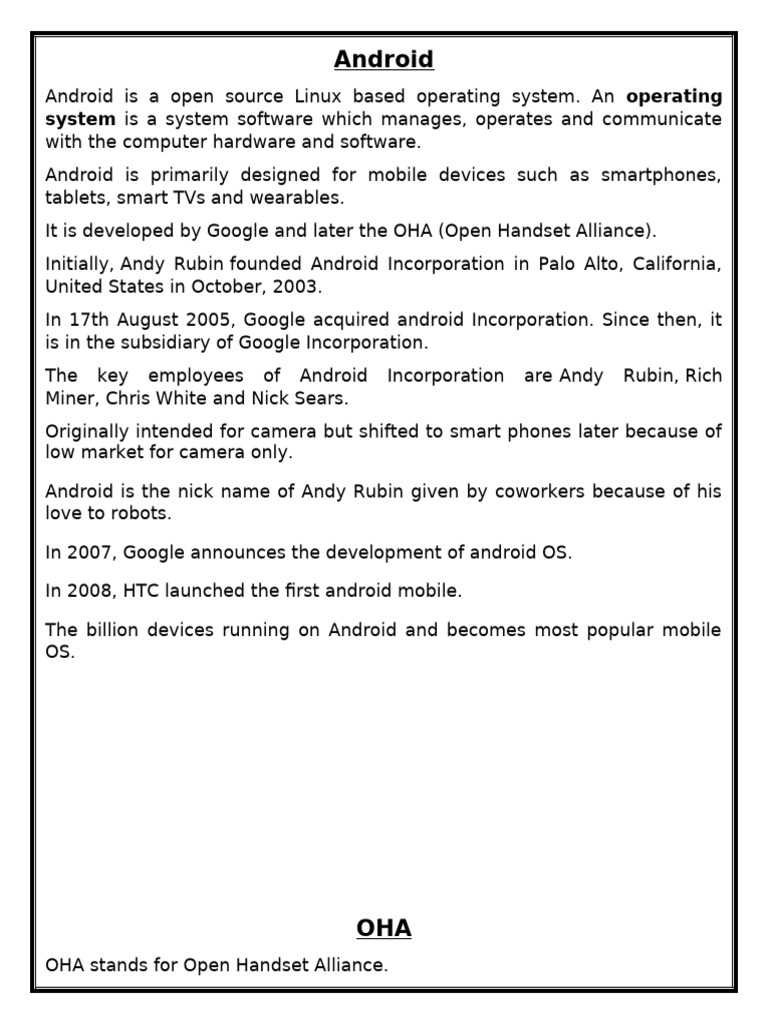 Android and It's Tools (4 Marks) | PDF | Android (Operating System ...