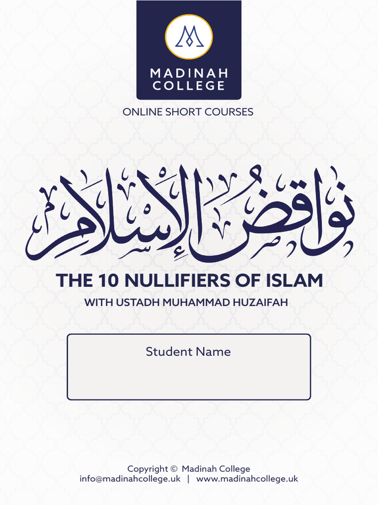 The 10 Nullifiers of Islam Worksheet | PDF | Islamic Belief And ...