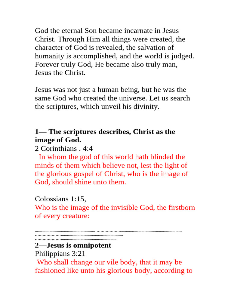 Divinity of Jesus More Points Completed | PDF | Jesus | Religious ...