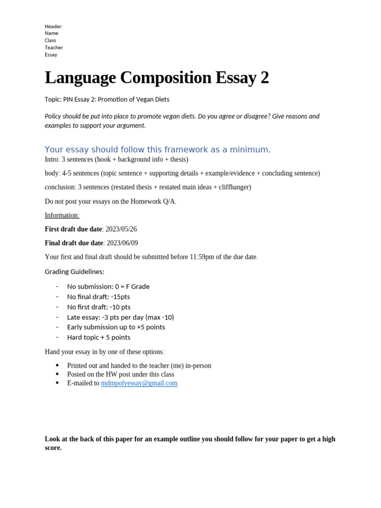 Pinnacle LC Essay 2 Guide | PDF | Essays