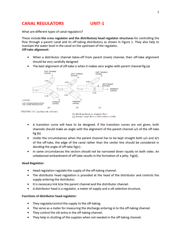 Unit-1 Canal Regulation Works | PDF | Civil Engineering | Chemical ...