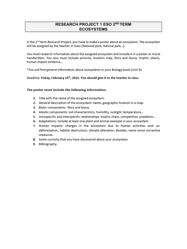 Research Project 1ESO 2nd Term | PDF