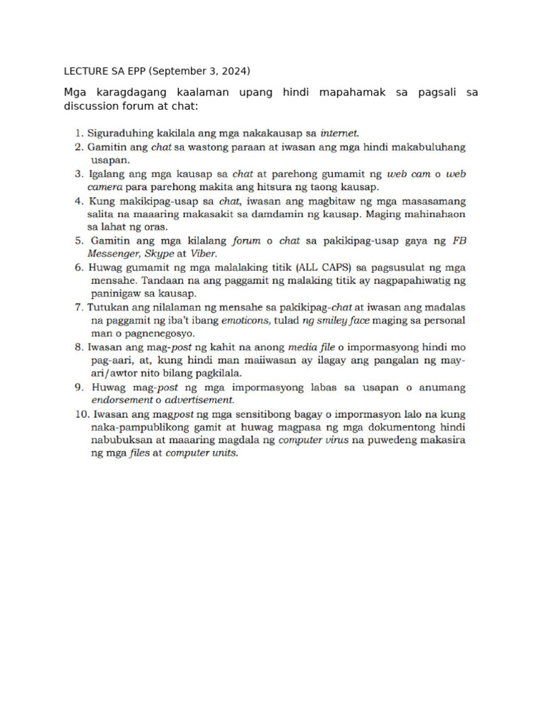 Lecture Sa Epp | PDF