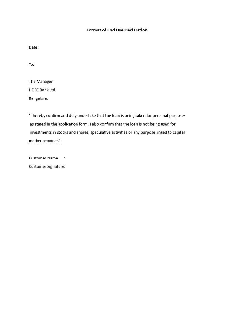 Format of End Use Declaration | PDF