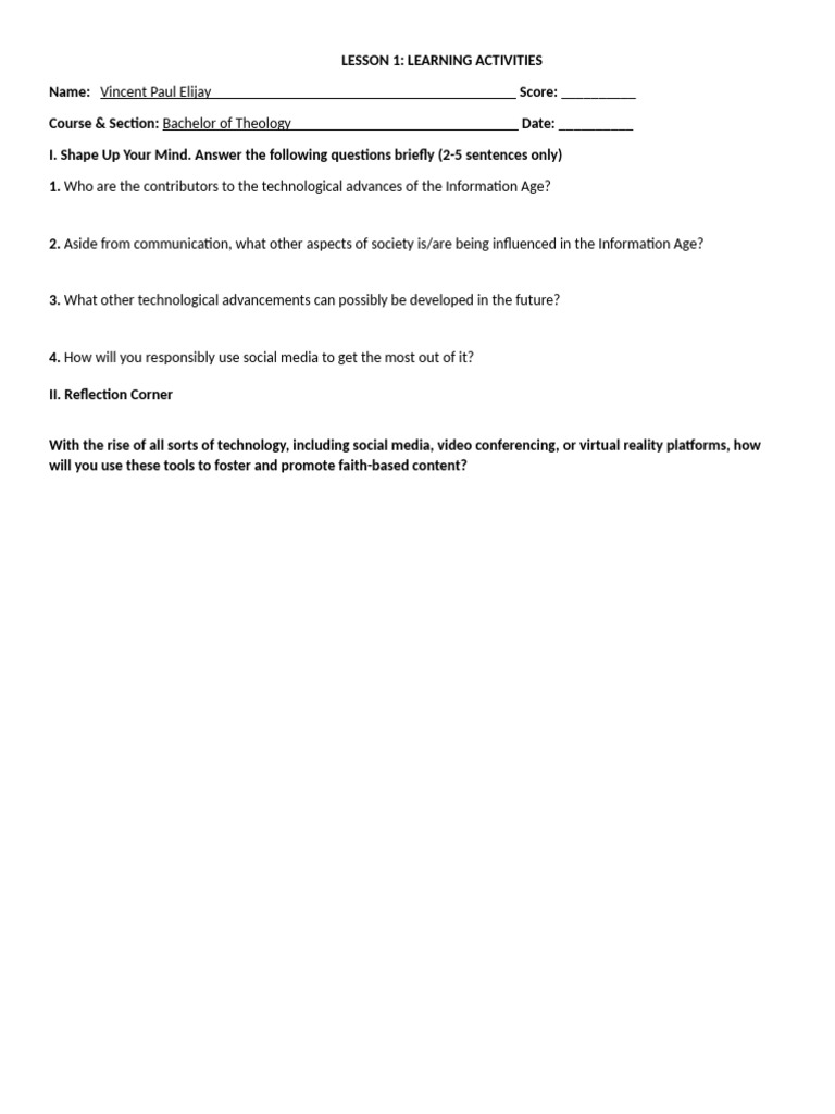 Lesson 1 - Sts Chapter 3 | PDF